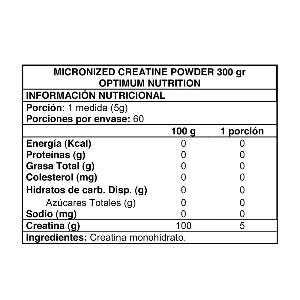 Creatine Micronized 300 grs - Optimum Nutrition - Supletech