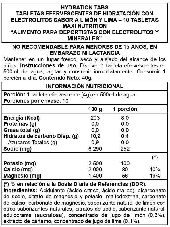 Hydration Tabs 10serv - Maxi Nutrition - Supletech